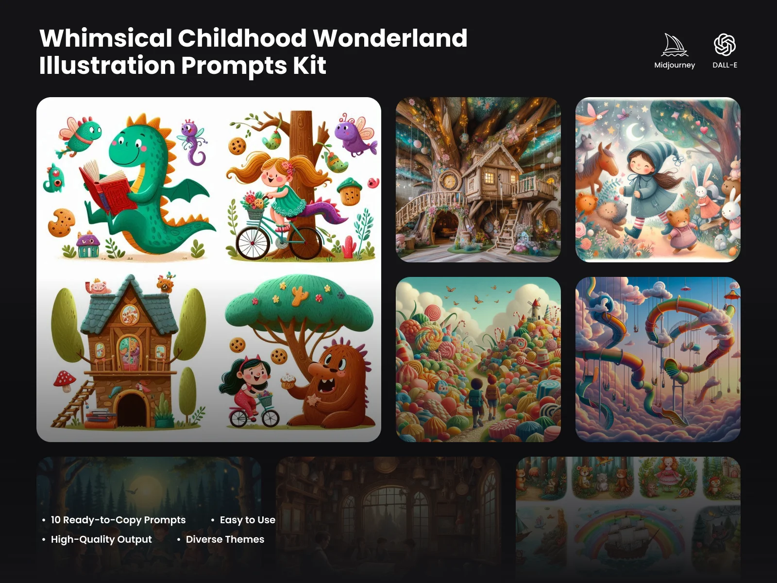 Whimsical Childhood Wonderland Illustration Prompts Kit for AI Art ...